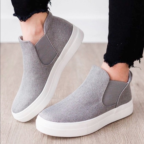 Shoes | 1 Left 5 Grey Platform Slip On Sneaker Booties | Poshmark
